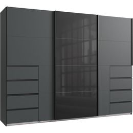 Schwebet&uuml;renschrank wimex "Bali in den Breiten 225cm & 270cm, Kleiderschrank mit Glaselement", grafit, glas schwarz, griffe schwarz, B:270cm H:208cm T:64cm, Holzwerkstoff, Schr&auml;nke, Schwebet&uuml;renschrank, Schrank mit 3 T&uuml;ren, in den Farben: grafit oder saharagrau erh&auml;ltlich