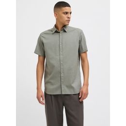 Jack & Jones Kurzarmhemd JACK & JONES "JJPIERRE SLUB SHIRT SS", Herren, Gr. S, N-Gr, gr&uuml;n (agave gr&uuml;n), Web, Obermaterial: 100% Baumwolle, unifarben, Basic, Hemden Kurzarmhemd