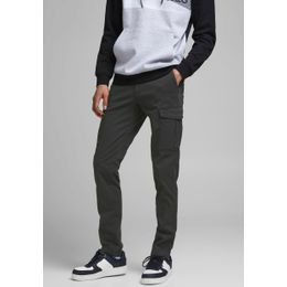 Jack & Jones Cargohose JACK & JONES "JPSTMARCO JJJOE CARGO", Herren, Gr. 29, L&auml;nge 30, schwarz, Web, Obermaterial: 98% Baumwolle, 2% Elasthan, unifarben, schmal normal, Hosen Cargohose