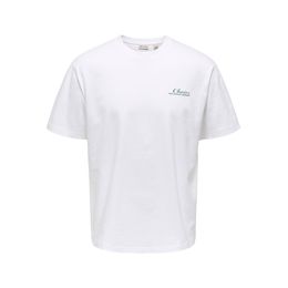 Only & Sons T-Shirt ONLY & SONS "ONSFRED LIFE RLX SS PRINT TEE NOOS", Herren, Gr. S, hellwei&szlig; print:chairs, Jersey, Obermaterial: 100% Baumwolle, bedruckt, relaxed fit normal, Rundhals, Shirts T-Shirt, Baumwolle, relaxed fit