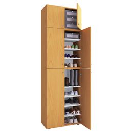 Schuhschrank Vcm "XXL Schuhschrank Kleiderschrank Schrank Lona 9f A", braun (buche), B:70cm T:39cm, Obermaterial: 100% Holz Wood., Schr&auml;nke, Schuhschrank