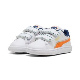 Sneaker Puma "SMASH 3.0 PLAYDATE V INF", M&auml;dchen, Gr. 21, Puma wei&szlig;, orange glo, Synthetik, Schuhe Sneaker