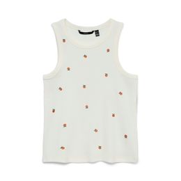 V&eacute;ro Moda Tanktop VERO MODA "VMNAJA TANK TOP BOX JRS", Damen, Gr. XL, snow wei&szlig; aop:peach, Jersey, Obermaterial: 95% Baumwolle, 5% Elasthan, bedruckt, normal, Rundhals, Tops Tanktop, Baumwollmischung