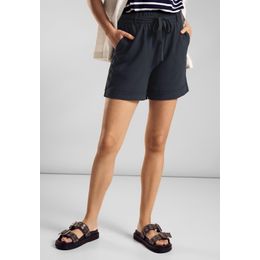 Bermudas Street One, Damen, Gr. 36, N-Gr, blau (tiefblau), Obermaterial: 100% Viskose, unifarben, loose fit ca. Mitte Wade, Hosen Bermudas, Sommerhose mit Taschen
