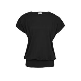 Rundhalsshirt Seidel Moden, Damen, Gr. 46, schwarz, Jersey, Obermaterial: 94% Viskose, 6% Elasthan, unifarben, l&auml;ssig geschnitten h&uuml;ftbedeckend, Rundhals, Shirts Rundhalsshirt, mit breiten Gummiband an der Taille - MADE IN GERMANY