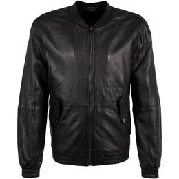 Lederjacke Mauritius "G2MAlaric LF", Herren, Gr. M, schwarz, Obermaterial: 100% Schafsleder, unifarben, loose fit kurz, eingesetzt angesetztes B&uuml;ndchen mit Gummizug, Jacken Lederjacke, mit Pattentaschen, Gummizug an den B&uuml;ndchen