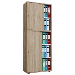 Aktenschrank Vcm "B&uuml;roschrank Aktenschrank Schiebet&uuml;ren Lona 5fach", braun (sonoma, eiche (s&auml;gerau)), B:70cm T:37cm, Obermaterial: 100% Holz Wood., Schr&auml;nke, Aktenschrank