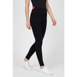 Leggings Calvin Klein "CK WOMEN LEGGING 1P SEAMLESS", Damen, Gr. XL, N-Gr, schwarz (schwarz combo), Mikrofaser, Obermaterial: 90% Polyamid, 9% Elasthan, 1% Polyester, figurbetont lang, Hosen Leggings, mit breitem Shapingbund