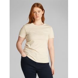 T-Shirt "PLUS INSTIT GRAPHIC SLIM TEE", Damen, Gr. XXXL(46), gelb (moonbeam), Single Jersey, Obermaterial: 100% Baumwolle, Calvin Klein Jeans Plus, unifarben, slim fit, Rundhals, Shirts T-Shirt, in gro&szlig;en Gr&ouml;&szlig;en, Logoschriftzug