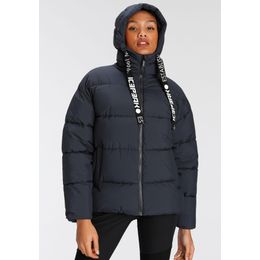 Steppjacke Icepeak "VACHA", Damen, Gr. 44, blau (dunkelblau), Obermaterial: 100% Polyester. Futter: 100% Polyester. Wattierung: 100% Polyester, Jacken Steppjacke, mit Kapuze und Kordelzug, mit Eingrifftaschen, mit Rei&szlig;verschluss