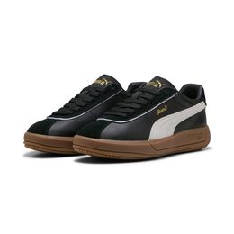 Sneaker Puma "CLUB KLASSIKA", Damen, Gr. 42,5, schwarz-wei&szlig; (Puma schwarz, Puma wei&szlig;, Puma gold), Leder, Schuhe Sneaker, Obermaterial aus Leder, Innenmaterial aus Textil