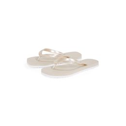 Zehentrenner Calvin Klein Jeans "THONG+ TPU METALLIC", Damen, Gr. 36, beige (creme, wei&szlig;), Synthetik, metallic, Basic, Schuhe Zehentrenner, Sommerschuh, Badeschuh, Schlappen, Strandschuh mit Zehensteg