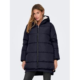 Steppmantel Only "ONLKELLY NORA LONG PUFFER COAT OTW", Damen, Gr. L, blau (night sky), Steppware, Obermaterial: 100% Polyester, unifarben, regular fit ca. Mitte Oberschenkel, M&auml;ntel Steppmantel
