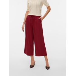 V&eacute;ro Moda Culotte VERO MODA "VMTANYA HW 7/8 WIDE PANTS", Damen, Gr. S (36), L&auml;nge 30, rot (syrah), Web, Obermaterial: 93% Viskose, 7% Polyester, unifarben, relaxed fit kn&ouml;chellang, Hosen Culotte, Sommerhose