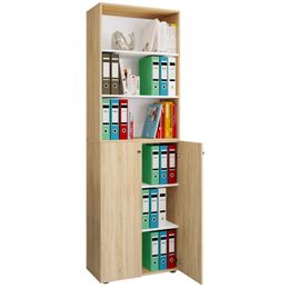 Aktenschrank Vcm "B&uuml;roschrank Regal Ordner Aktenschrank Lona 6fach", braun (sonoma, eiche), B:70cm T:40cm, Obermaterial: 100% Holz Wood., Schr&auml;nke, Aktenschrank