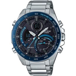 Smartwatch CASIO EDIFICE, silber (dunkelblau, silberfarben, silberfarben), Smartwatches, Herren, Smartwatch, Solaruhr, Armbanduhr, Herrenuhr, Android, iOS, Edelstahlarmband