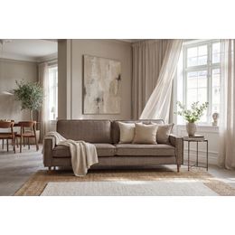 3-Sitzer Home Affaire "Pinto Skandi,Maxi-Ausf&uuml;hrung, 236 cm, Chenille, Struktur", braun, B:236cm H:89cm T:97cm, 100% Polyester, Sofas, 3-Sitzer, mit Keder, Massivholzf&uuml;&szlig;e Eiche ger&auml;uchert, Wellenunterfederung