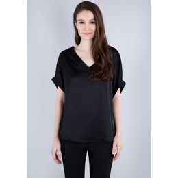 Blusenshirt Imperial, Damen, Gr. XS (34), schwarz (900, nero), Satin, Obermaterial: 97% Polyester, 3% Elasthan, unifarben, l&auml;ssig geschnitten, V-Ausschnitt, Shirts Blusenshirt
