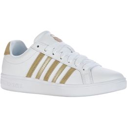 Sneaker K-Swiss "Court Tiebreak", Damen, Gr. 37, gold (wei&szlig;, gold), Leder, Schuhe Sneaker