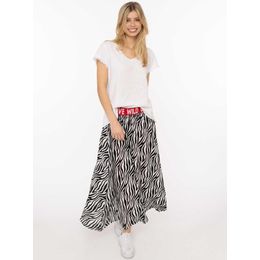 Maxirock Zwillingsherz "Classic Zebra", Damen, Gr. S/M, schwarz, Web, Obermaterial: 100% Viskose, R&ouml;cke Maxirock, Zebramuster, Gummizug mit Schrift, leichtes Material, kn&ouml;chellang