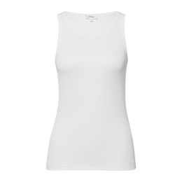 Tanktop s.Oliver, Damen, Gr. 34, wei&szlig;, Rippware, Obermaterial: 95% Baumwolle, 5% Elasthan, unifarben, slim fit normal, Rundhals, Tops Tanktop, mit Streifen Muster