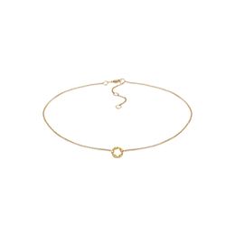 Choker Elli Premium "Halskette Choker Kreis Design Twisted 375 Gelbgold" Gr. 32, gold, Halsketten, Damen, ohne Stein, Gelbgold 375, Choker