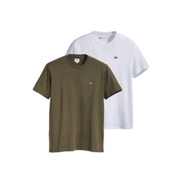 Levi's T-Shirt LEVI'S "T-Shirt Original Housemark Tee 2er Pack", Damen, Gr. S, bunt (wei&szlig;, oliv), Obermaterial: 100% Baumwolle CO., Shirts T-Shirt