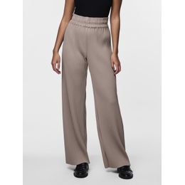 Schlupfhose Y.A.S "YASALISA HW PANT S. NOOS", Damen, Gr. 36, N-Gr, braun (fungi), Web, Obermaterial: 95% Polyester, 5% Elasthan, unifarben, regular fit kn&ouml;chellang, Hosen Schlupfhose, Sommerhose, mit Plisseefalten