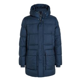 Kurzmantel Calvin Klein "LONG HOODED QUILT PUFFER MW", Herren, Gr. 3XL, schwarz (ink), Web, Obermaterial: 100% Polyester. Futter: 100% Polyester. Wattierung: 100% Polyester, unifarben, regular fit, mit innenliegendem Gummizug, M&auml;ntel Kurzmantel, mit Logopatch