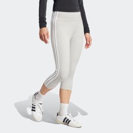 Leggings adidas originals "3S CAPRI LGNS", Damen, Gr. XS, N-Gr, grau (grau two), Obermaterial: 79% Polyester, 21% Elasthan, Hosen Leggings, sportliche Schnittform, f&uuml;r Laufen, stretchiges Material