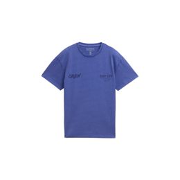 T-Shirt Tom Tailor, Jungen, Gr. 164, blau (slate blau), Single Jersey, Obermaterial: 100% Baumwolle, oversize, Rundhals, Shirts T-Shirt