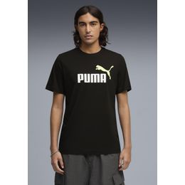 T-Shirt Puma "GRAPHICS 2 COLOR NO. 1 LOGO TEE", Herren, Gr. M, Puma schwarz, apple spritz, Jersey, Obermaterial: 100% Baumwolle, bedruckt, regular fit normal, Rundhals, Shirts T-Shirt, Regular Fit, Kurzarm, Rundhalsausschnitt