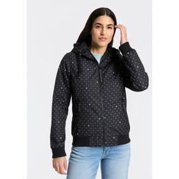 Outdoorjacke Ragwear "NUGGIE DOTS O", Damen, Gr. M, schwarz, Web, Obermaterial: 100% Polyester, gepunktet, h&uuml;ftlang, Jacken Outdoorjacke