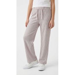 Jerseyhose name it "NKFSURAJA STRAIGHT PANT NOOS", M&auml;dchen, Gr. 134, N-Gr, pirouette, Rippware, Obermaterial: 95% Baumwolle, 5% Elasthan, geringelt, gestreift, straight fit kn&ouml;chellang, Hosen Jerseyhose