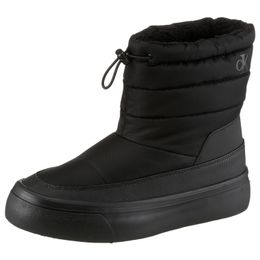 Snowboots Calvin Klein Jeans "VULC FLATF SNOWBOOT NYLON MIX MG", Damen, Gr. 39, schwarz, Lederimitat, Nylon, unifarben, Basic, Schuhe Snowboots, Winterboots, Winterstiefelette, Warmfutter, mit CK-Logo