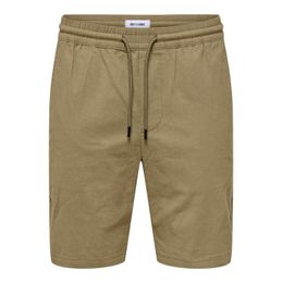 Only & Sons Chinoshorts ONLY & SONS "ONSCAPRI SLIM SLUB CHINO SHORTS OTL", Damen, Gr. M, N-Gr, teak, Web, Obermaterial: 98% Baumwolle, 2% Elasthan, unifarben, slim fit knielang, Hosen Chinoshorts