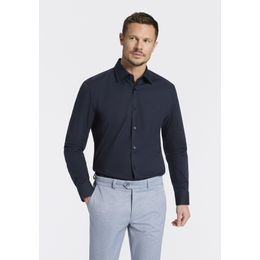 Businesshemd BOSS, Damen, Gr. 46, N-Gr, dunkelblau404, Popeline, Obermaterial: 96% Baumwolle, 4% Elasthan, unifarben, slim fit normal, Rundhals, 2-Knopf-Manschette mit Schlitz, Hemden Businesshemd, Kentkragen, Slim-Fit, b&uuml;gelleichte Qualit&auml;t
