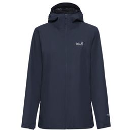 Regenjacke Jack Wolfskin "OUTROVERT 2L JKT W", Damen, Gr. M (38/40), midnight sky, Web, Obermaterial: 100% Polyester. Futter: 100% Polyester, unifarben, Basic normal, mit verstellbarem Klettverschluss, Jacken Regenjacke, wasserdicht, atmungsaktiv, &Uuml;bergangsjacke