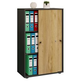 Aktenschrank Vcm "B&uuml;roschrank Aktenschrank Schiebet&uuml;ren Lona 3fach", braun (anthrazit, honig, eiche), B:70cm T:40cm, Obermaterial: 100% Holz Wood., Schr&auml;nke, Aktenschrank