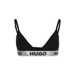 Triangel-BH HUGO UNDERWEAR "TRIANGLE SPORTY LOGO", Damen, Gr. L, N-Gr, schwarz (schwarz 002), Jersey, Obermaterial: 93% Baumwolle, 7% Elasthan, unifarben, Basic, BHs Triangel-BH, elastisch