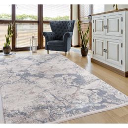 Teppich Sanat "Resim 2064" Gr. 2, beige (creme, blau), B:80cm H:12mm L:150cm, Kunstfaser, Teppiche, Teppich, Wohnzimmer, Kurzflor, Orient Optik