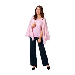 Blusentop, Damen, Gr. 40, rosa (rose), Web, Obermaterial: 92% Nylon, 8% Elasthan, HERMANN LANGE Collection, unifarben, figurbetont normal, V-Ausschnitt, Blusen Blusentop, geh&auml;kelt und mit Cape-Umhang