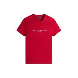 T-Shirt Tommy Hilfiger "TOMMY LOGO", Herren, Gr. M, rot (medium rot), Jersey, Obermaterial: 100% Baumwolle, bedruckt, unifarben, schmal h&uuml;ftbedeckend, Rundhals, eingesetzt abgesteppt, Shirts T-Shirt, aus reiner Baumwolle