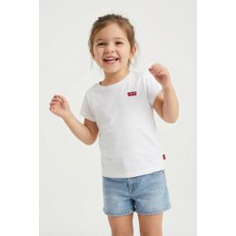T-Shirt LEVI'S KIDS "LVG BATWING CHEST HIT TEE", M&auml;dchen, Gr. 3M (62), wei&szlig;, Jersey, Obermaterial: 100% Baumwolle, unifarben, regular fit normal, Rundhals, gerader Abschluss, Shirts T-Shirt, mit kleinem Logo-Badge
