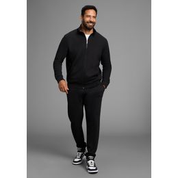 MAN'S WORLD Sweatjacke MAN'S WORLD "Jogginganzug", Herren, Gr. 6XL, schwarz, Sweatware, Obermaterial: 60% Baumwolle, 40% Polyester, unifarben, normal, Rippb&uuml;ndchen, Sweatjacken Sweatjacke, f&uuml;r Sport und Freizeit auch in Grosse Gr&ouml;&szlig;en