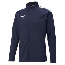 Trainingsjacke Puma "TEAMLIGA TRAINING JACKET", Herren, Gr. L, blau (peacoat, Puma wei&szlig;), Trikot, Obermaterial: 100% Polyester, unifarben, regular fit normal, Jacken Trainingsjacke, sportlicher Stehkragen, dryCELL Feuchtigkeitsmanagement