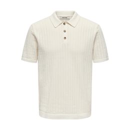 Only & Sons Polokragenpullover ONLY & SONS "ONSMOON REG 12 SS POLO KNIT NOOS", Herren, Gr. M, egret, Strick, Obermaterial: 80% Baumwolle, 20% Nylon, unifarben, regular fit normal, ohne Ausschnitt, Pullover Polokragenpullover