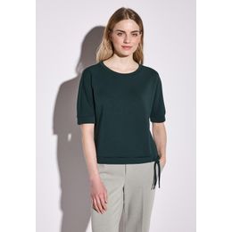 Sweatshirt Street One, Damen, Gr. 38, gr&uuml;n (hunter gr&uuml;n), Sweatware, Obermaterial: 46% Modal, 46% Polyester, 8% Elasthan, unifarben, regular fit taillenbedeckt, Rundhals, Sweatshirts Sweatshirt, mit Tunnelzug am Saum