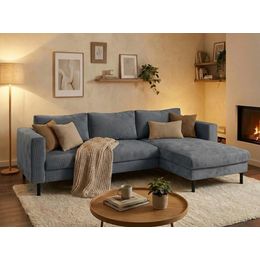 Ecksofa Trendmanufaktur "Amazing II, wahlw. mit Schlaffunktion & Bettkasten, Fu&szlig; schwarz", grannit grau, B:232cm H:81cm T:161cm, Sofas, Ecksofa, Recamiere beidseitig montierbar, L-Form,in Cord o. Struktur, B: 232 cm