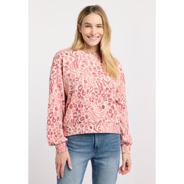 Sweatshirt Ragwear "WUSS PRINT", Damen, Gr. XL, pink, Sweatware, Obermaterial: 70% Baumwolle, 30% Polyester, bedruckt, normal, Rundhals, Sweatshirts Sweatshirt, Elastische Baumwollmischung und softem Finish mit Allover-Print